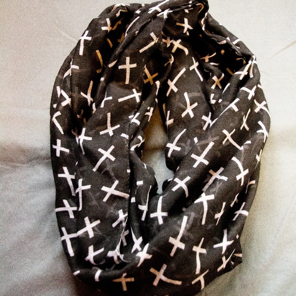 Accessories | Black White Cross Scarf | Poshmark